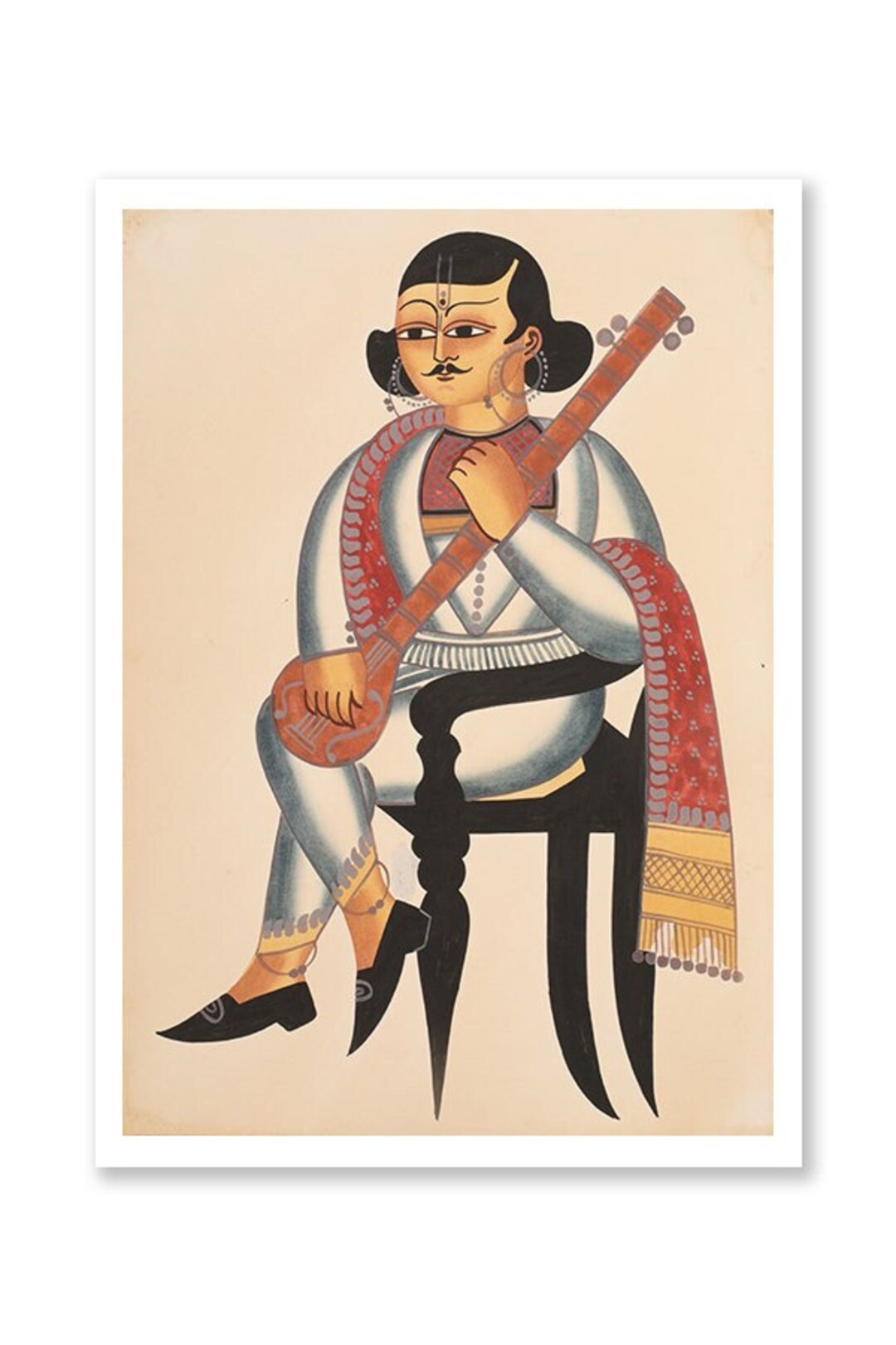 Man With Sitar Folk Art Print Wall Art Decor Ethnic - Etsy Australia