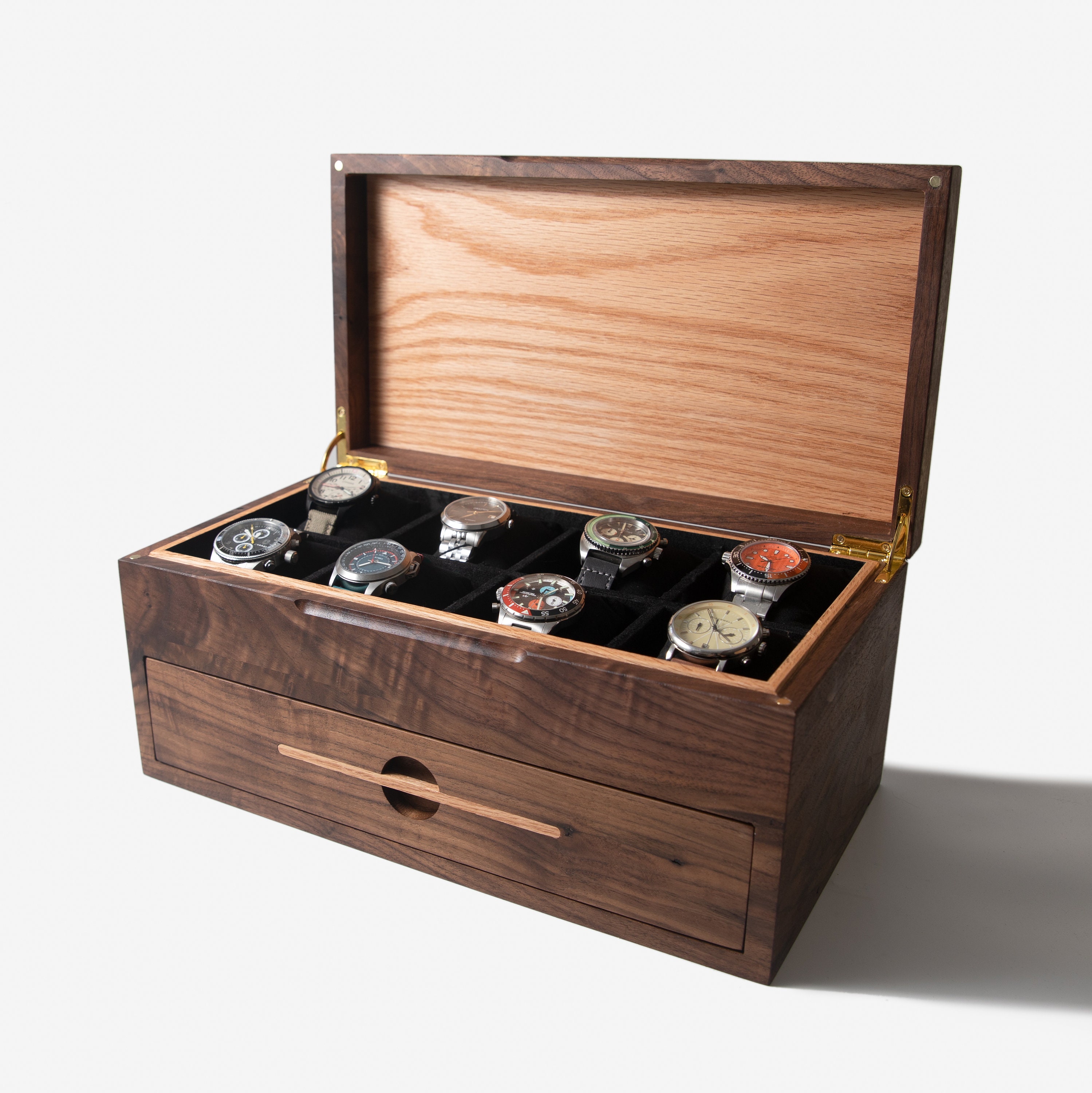 Handmade Black Walnut Watch Box With Oak Drawer - Personalized Gift - Etsy