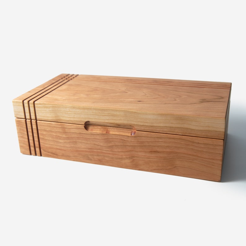 Tea Box - Solid Cherry - 8 Compartments - Etsy