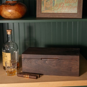 Black Walnut Humidor With Spanish Cedar, Digital Hygrometer, and 2 ...