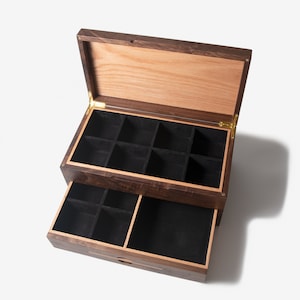 Watch Box With Drawer - Black Walnut and Oak - 12 to 16 Watch ...