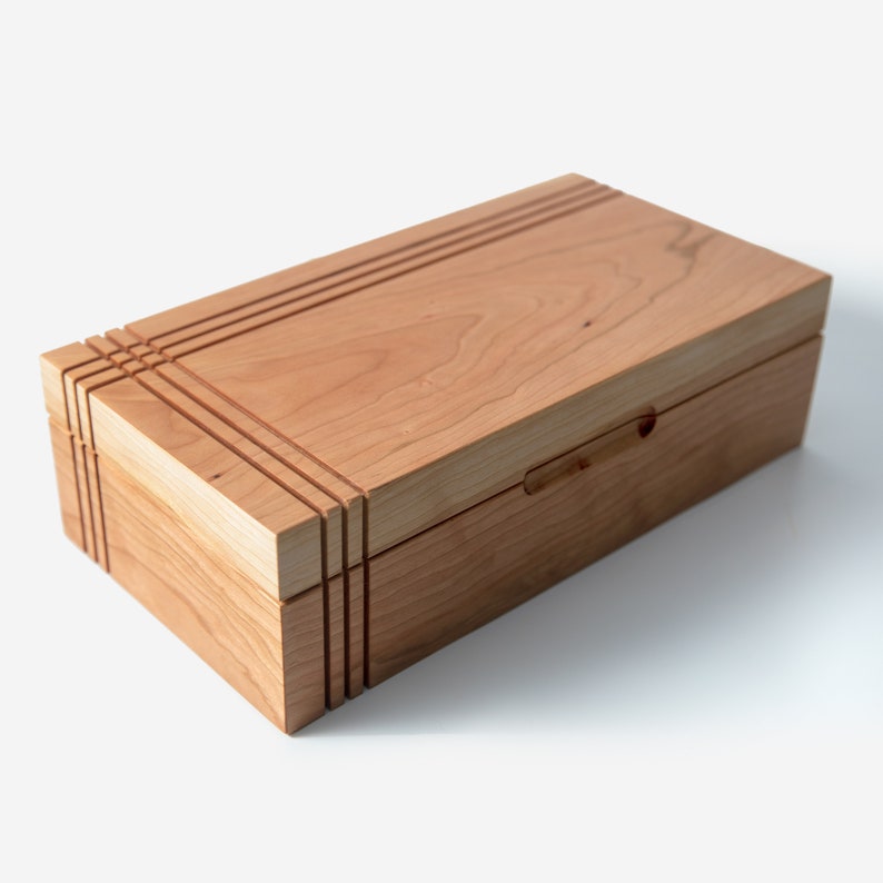 Tea Box - Solid Cherry - 8 Compartments - Etsy