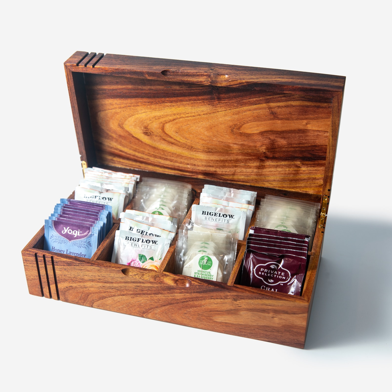 Tea Box Solid Cherry 8 Compartments - Etsy