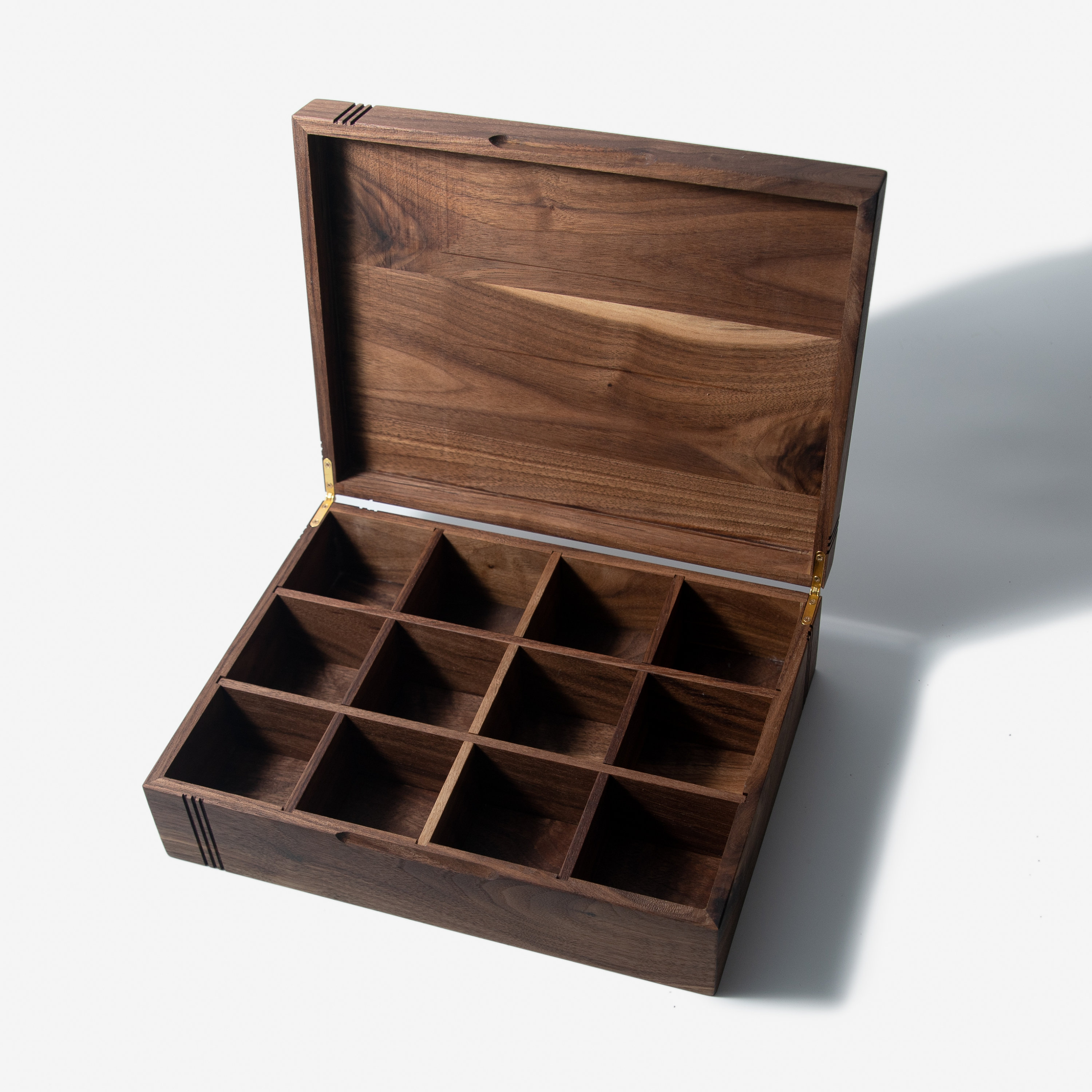 Tea Box - Black Walnut - 12 Compartments - Etsy