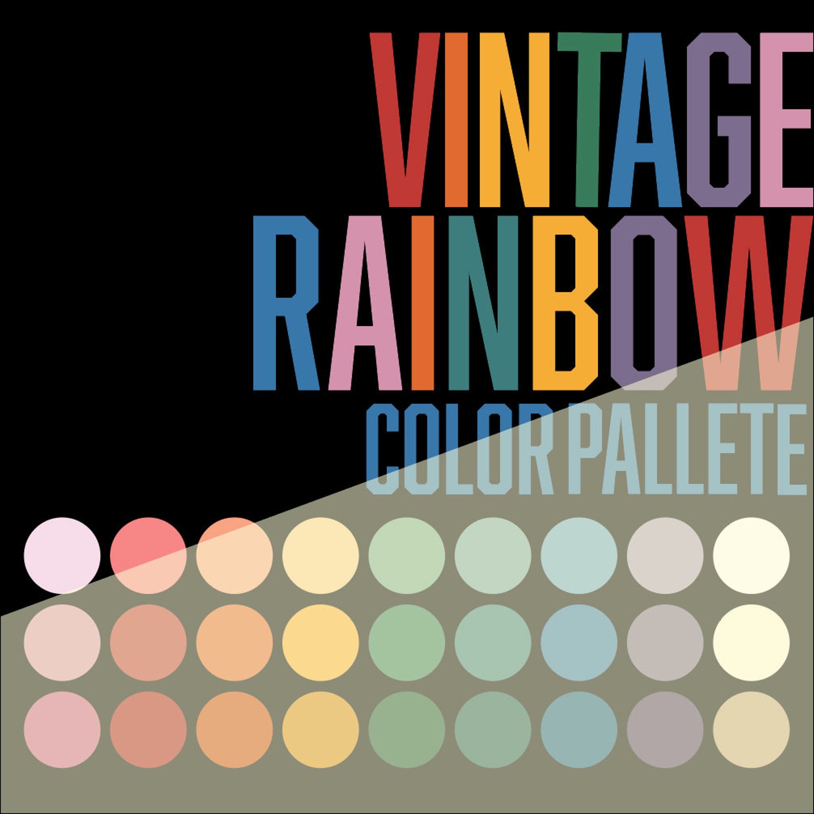 Rainbow Color Pallet, Procreate Color Pallet, Vintage Procreate Pallet ...