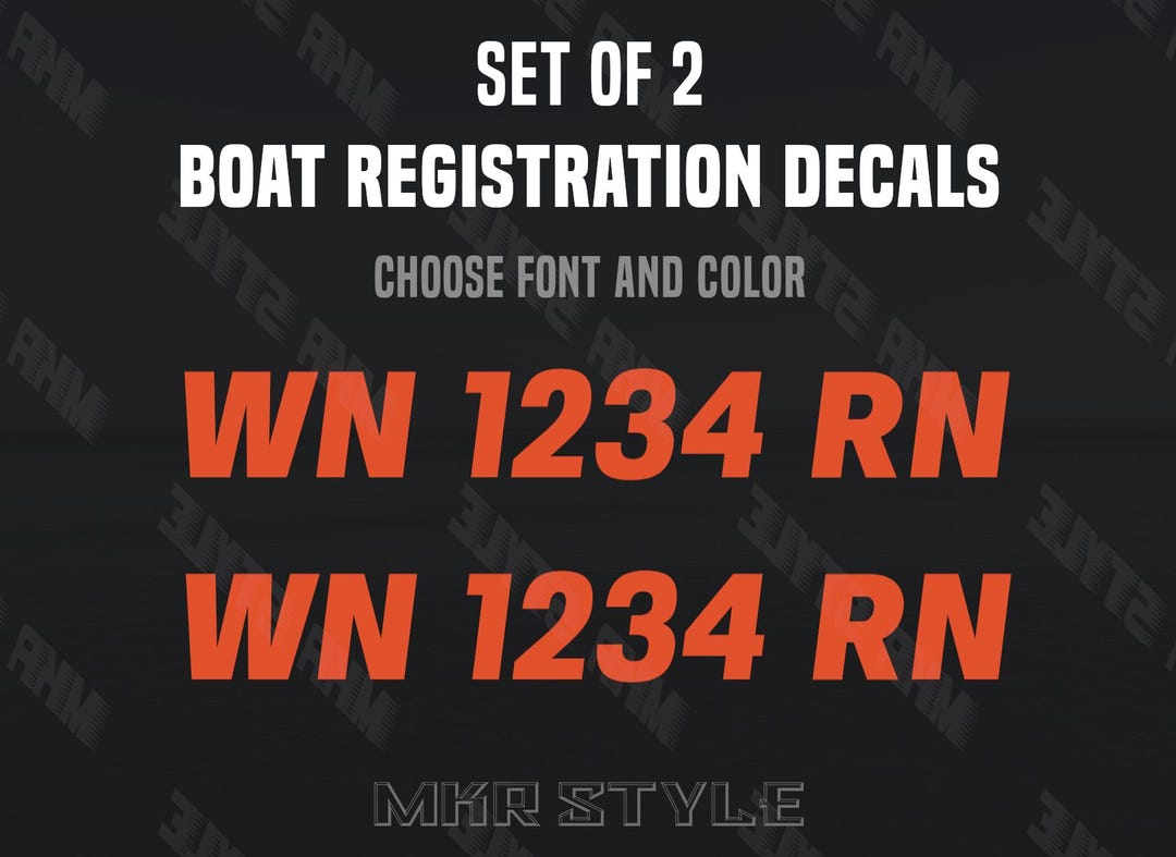 Custom Boat Registration Number Decals - Pair of Vinyl Stickers - 3 X ...