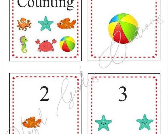 Ocean Number 1-10 Flashcards,sea Animals Number Cards,sea Animals ...