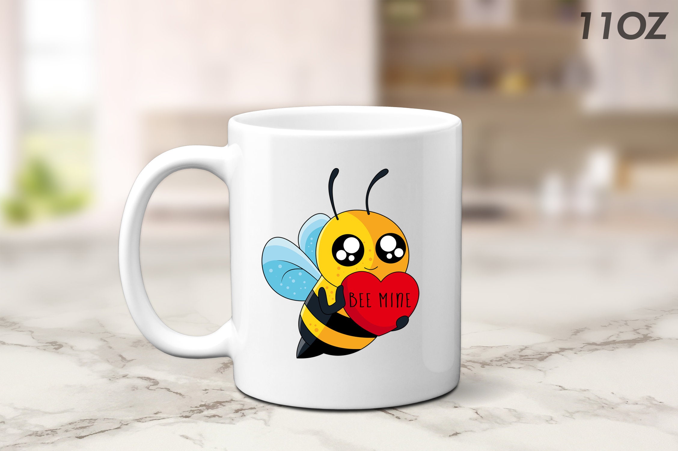 Bee Mine Mug White Ceramic 11 OZ Mug Gift for Her Gift for Him Kitchen ...