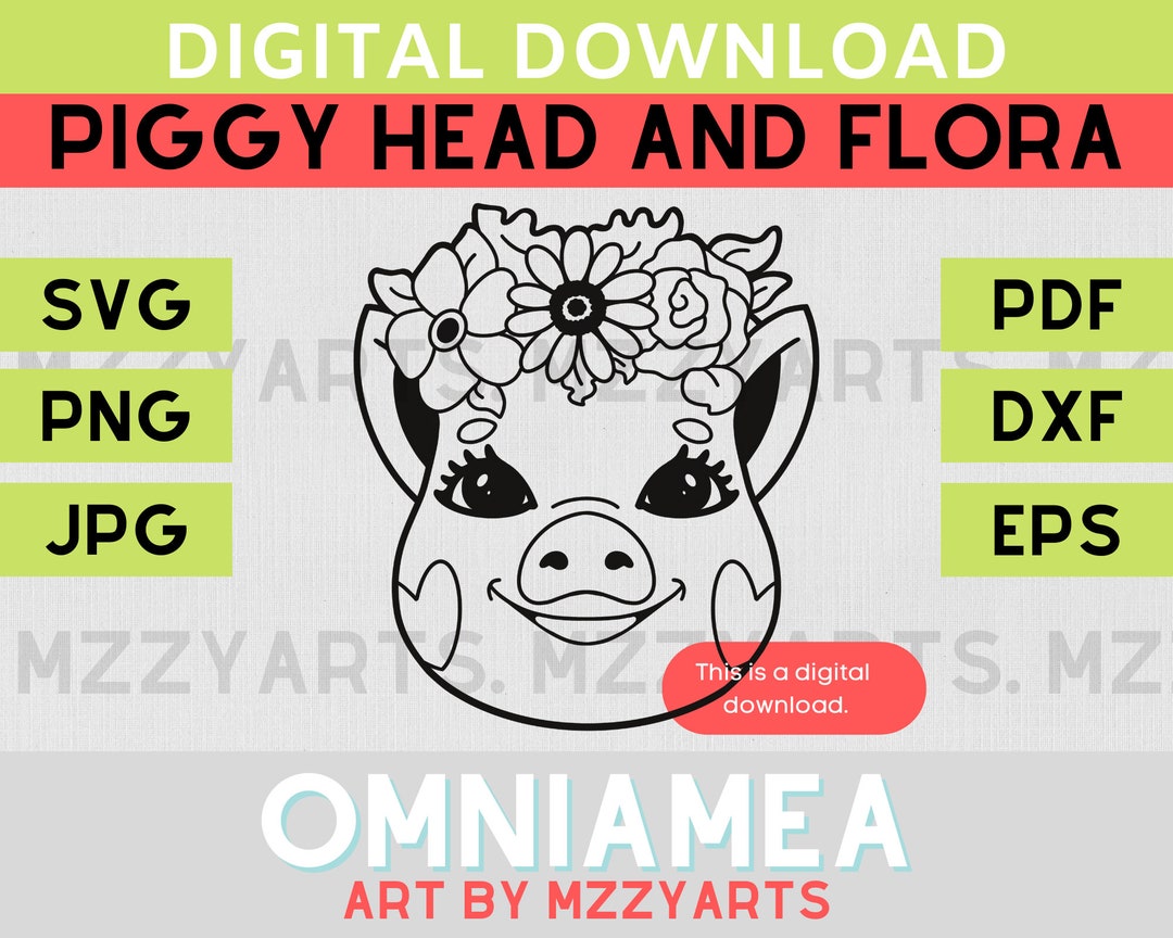 Pig SVG, Flower Crown, Cute Piggy, Farm Animal, PNG, Digital Download ...