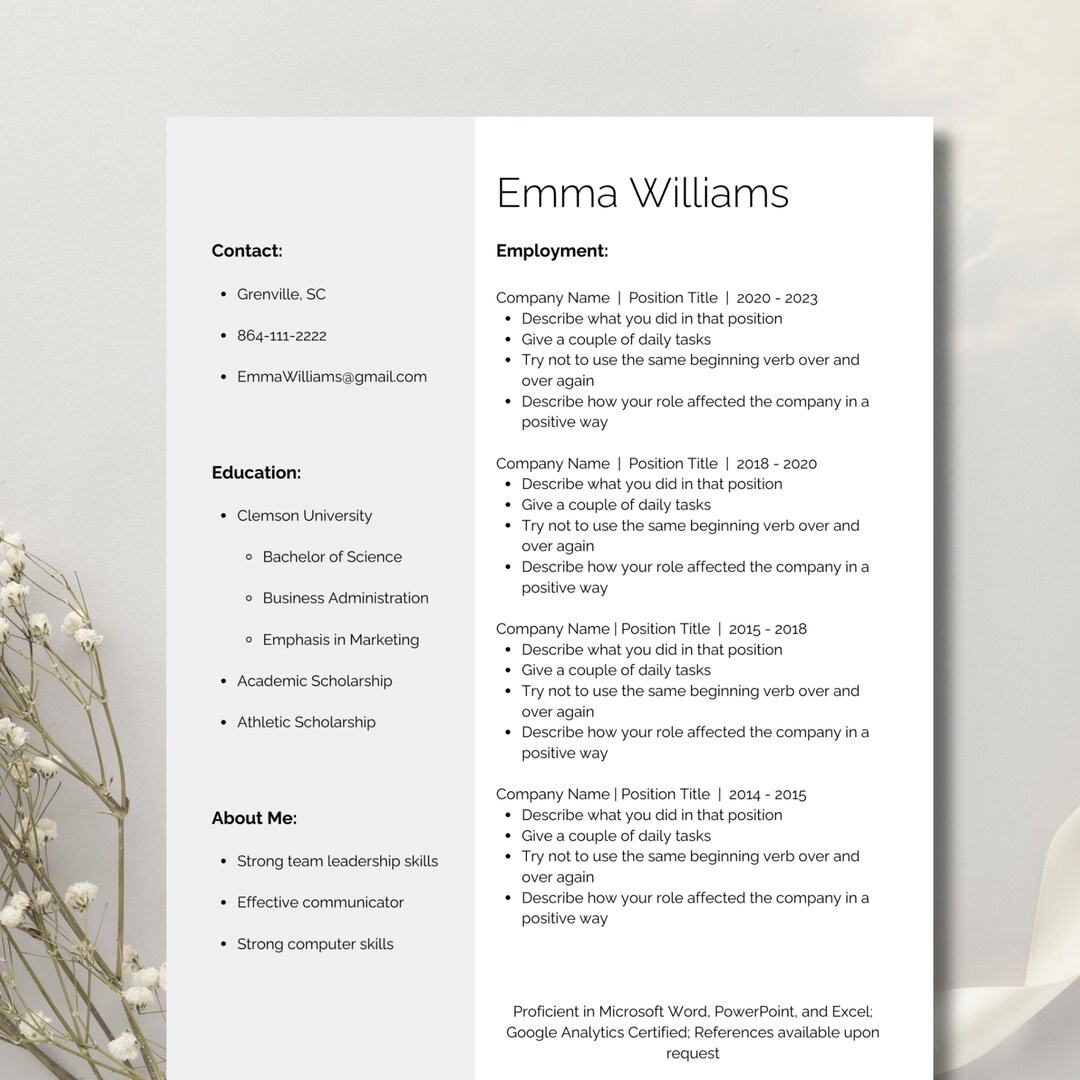 Modern Resume Template, Editable Canva Template, Professional Resume - Etsy