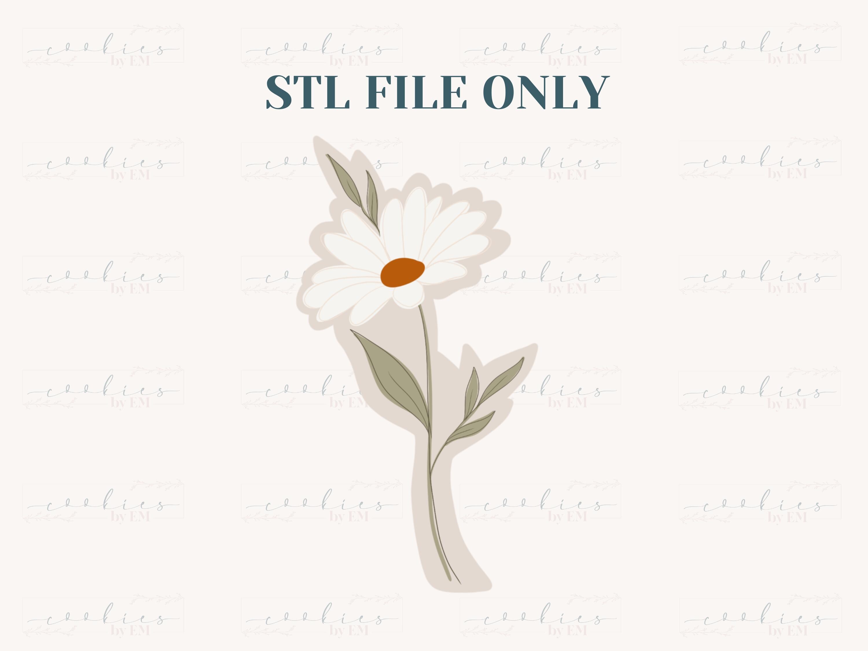 Long Stem Daisy STL Cookie Cutter File for 3D Printing (standard 6in ...
