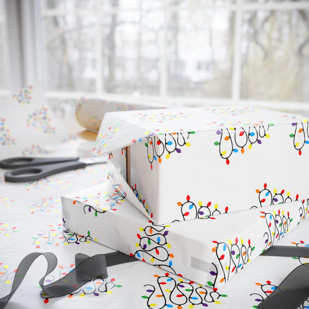 Wrapping Papers, Christmas Lights Tree Holiday Gift Wrap Xmas Wrapping ...