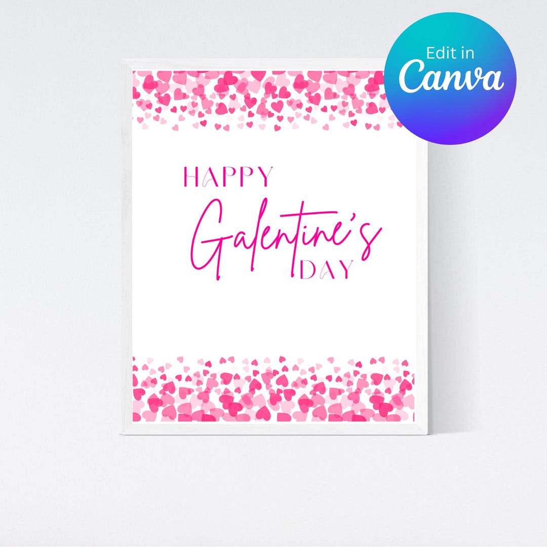 Editable Happy Galentine's Day Party Sign | Valentines Day Party ...
