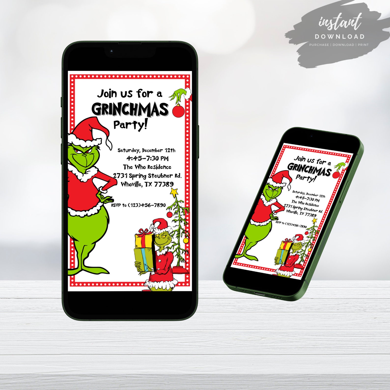 Grinchmas Party Invite | Grinch Theme Party | Merry Grinchmas ...