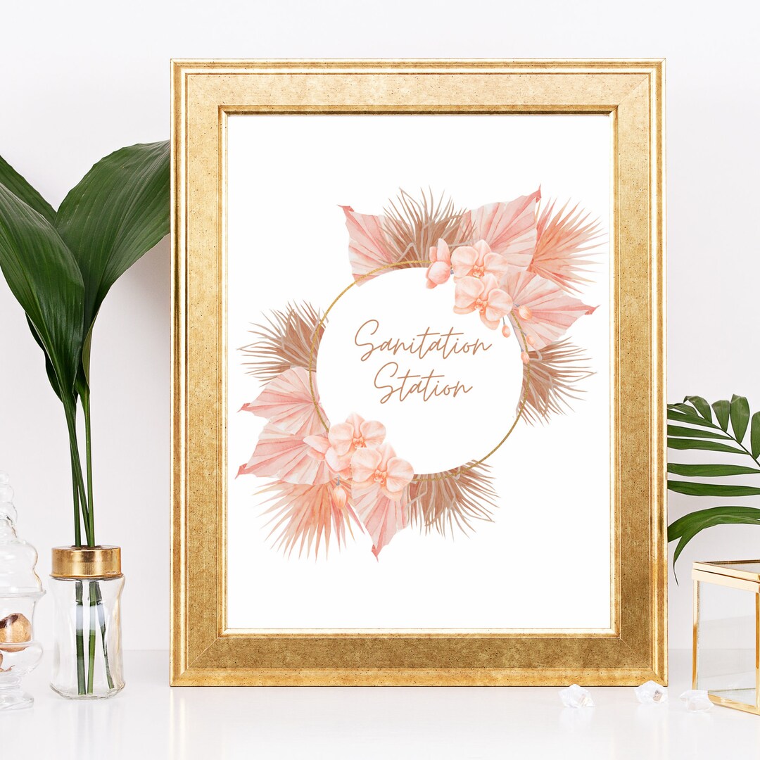 Pampas Grass Sanitation Station Table Sign | Boho Baby Shower Sign ...