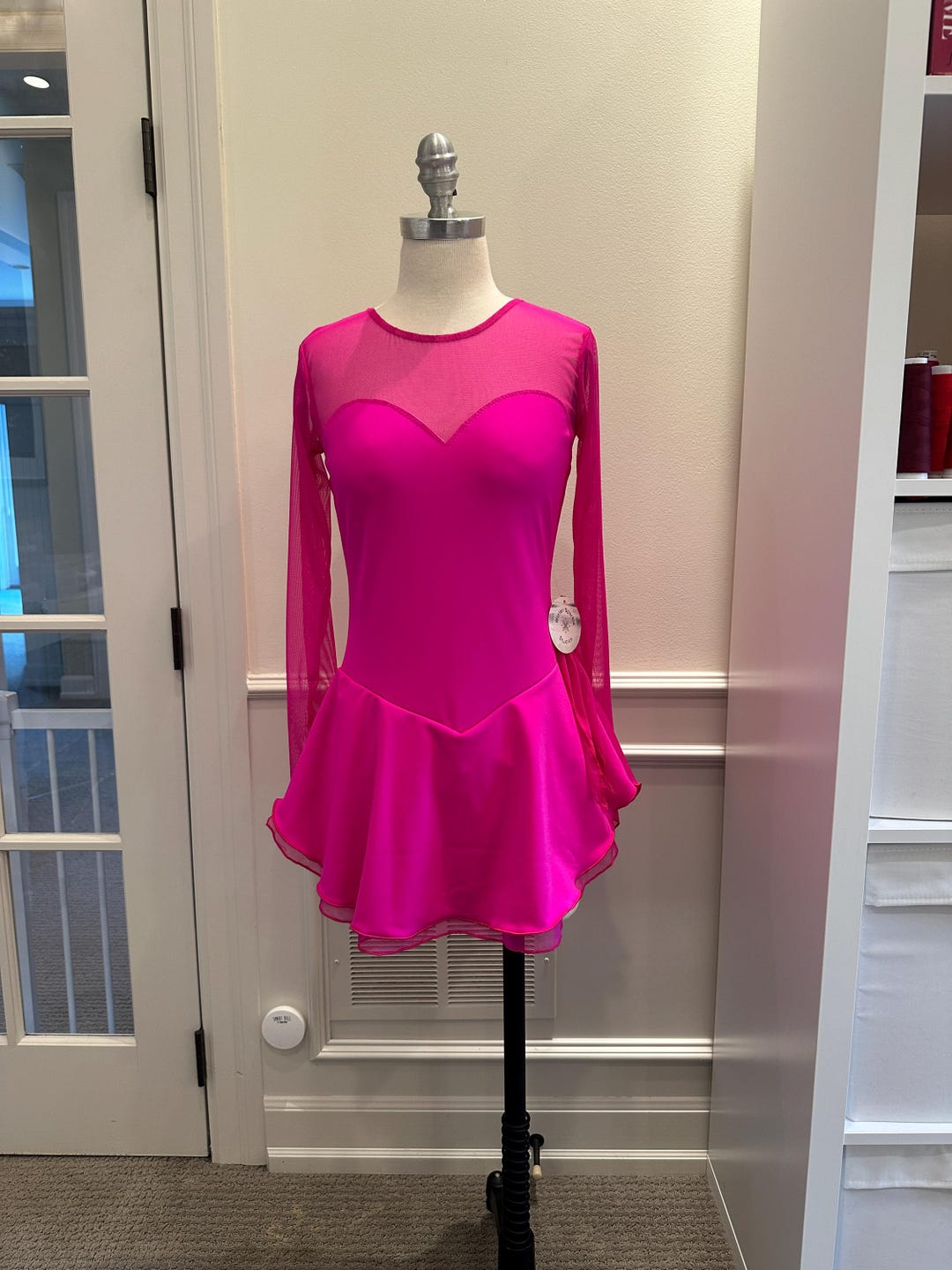 Long Sleeve Bright Pink Figure Skating Dress Adult Small - Etsy