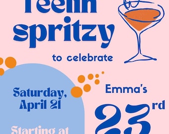 A Spritz Older Birthday Theme Invite, Feeling Spritzy, Aperol Spritz ...