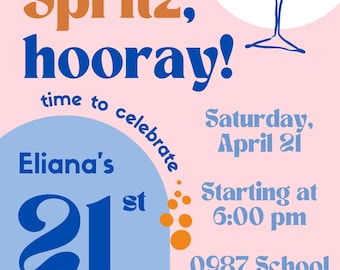 A Spritz Older Birthday Theme Invite, Feeling Spritzy, Aperol Spritz ...