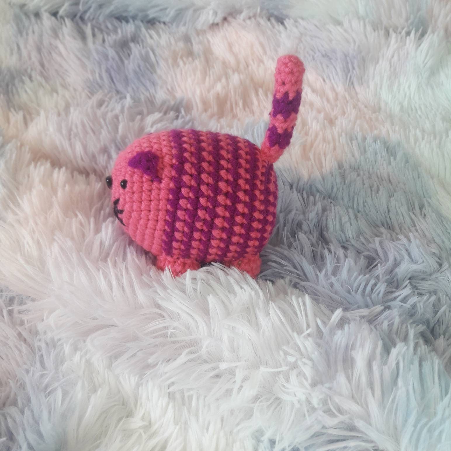 Pink and Purple Cat Plush- Cute Miniature Kitty Stuffed Animal - Etsy