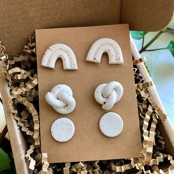 THE LIANE Set of 3 Speckled Collection Stud Pack - Etsy