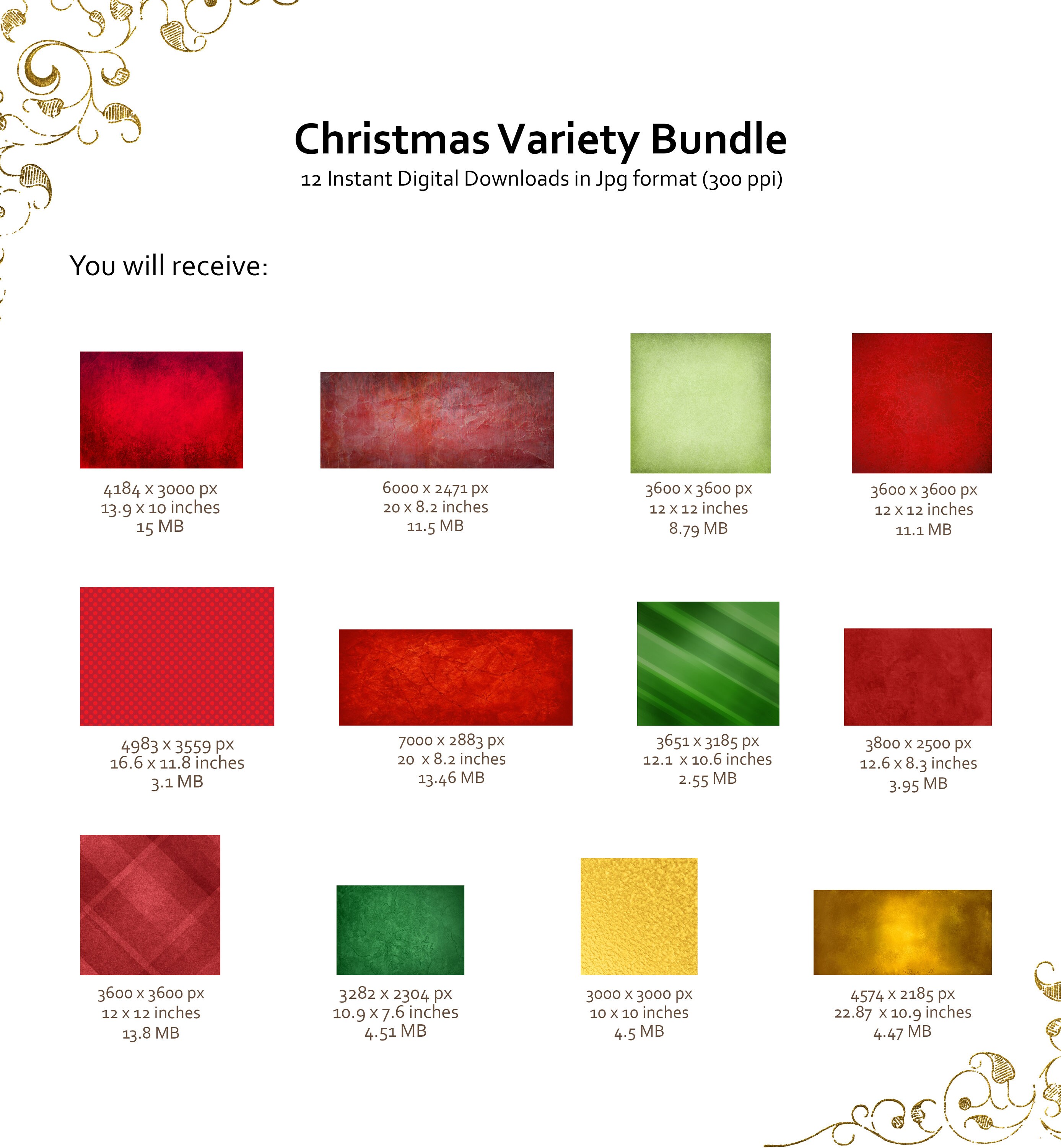 Digital Christmas Paper, Red Background Texture, Old Green Vintage ...