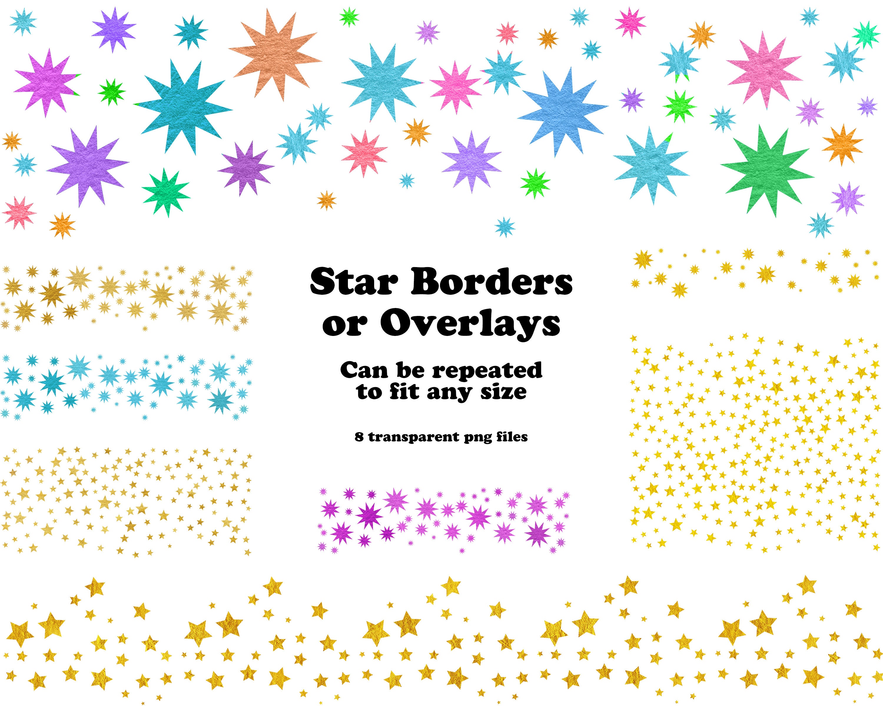 Star Clipart Borders Gold Stars Clip Art Designs Party - Etsy Israel