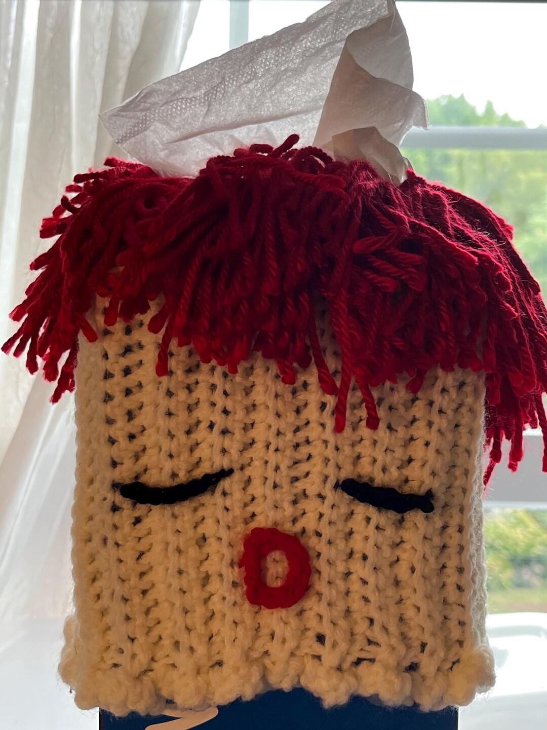 Ruby Red Sleepy Tissue Box Cover - Etsy