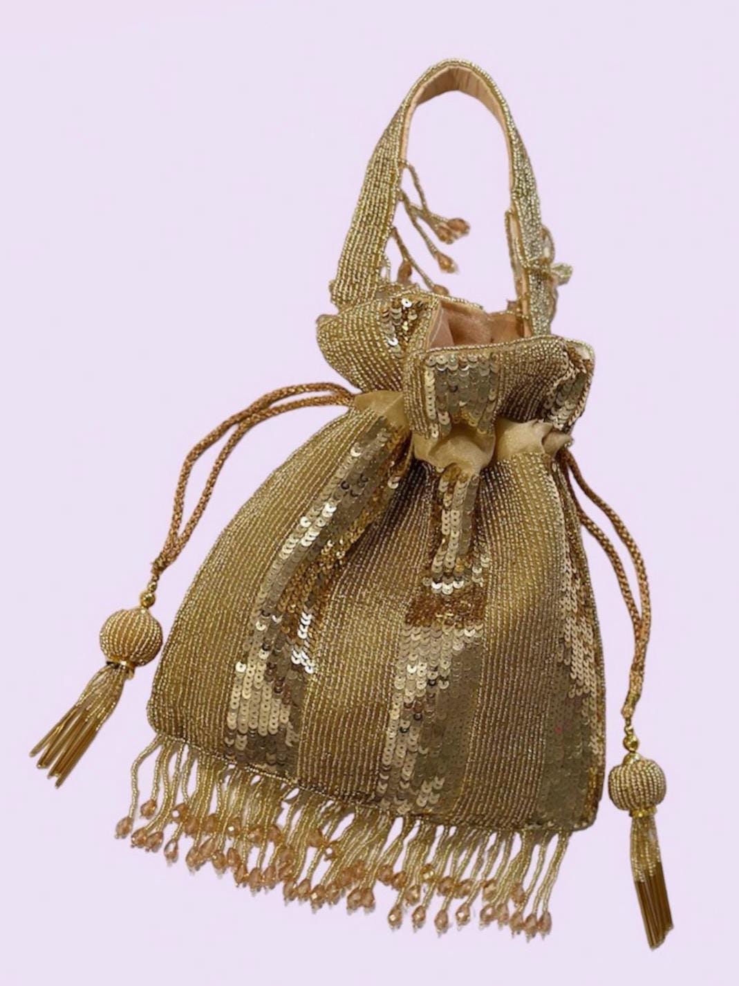 Gold Sequin Potli Bag, Indian Bridal Handbag, Handmade - Etsy