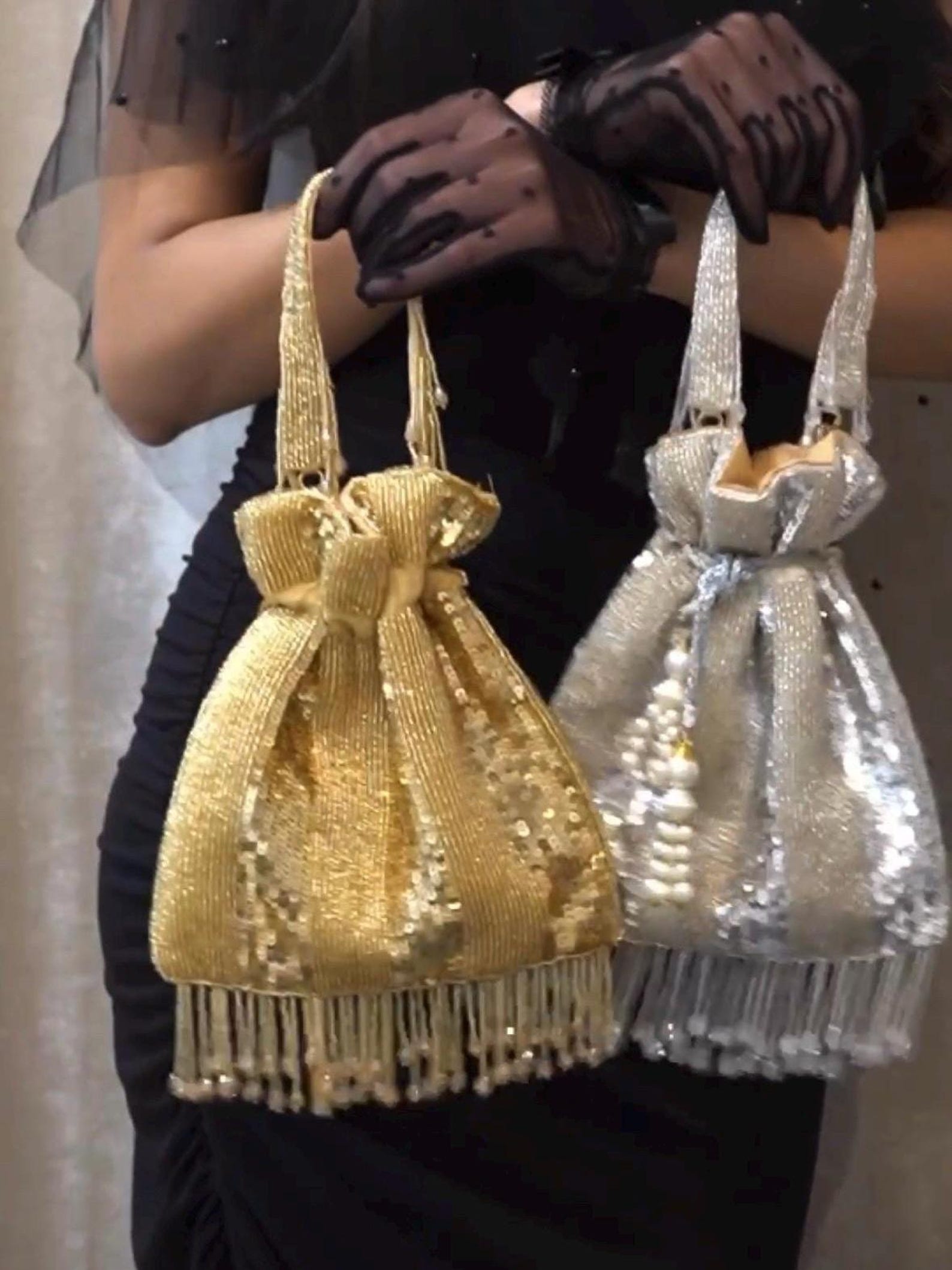 Gold Sequin Potli Bag, Indian Bridal Handbag, Handmade - Etsy