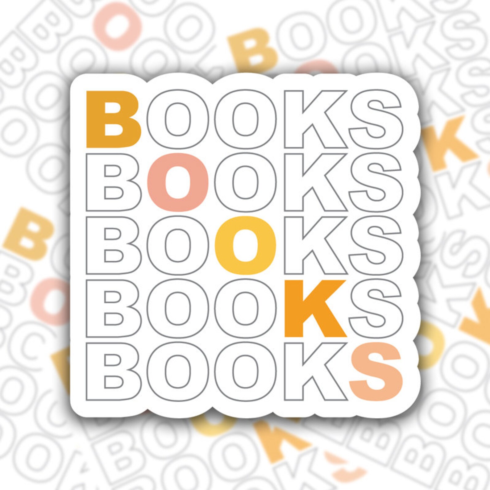 Books Outline Bookish Sticker Oranges and Greens - Etsy