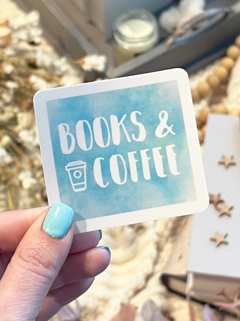 Books and Coffee Vinyl Sticker - Etsy
