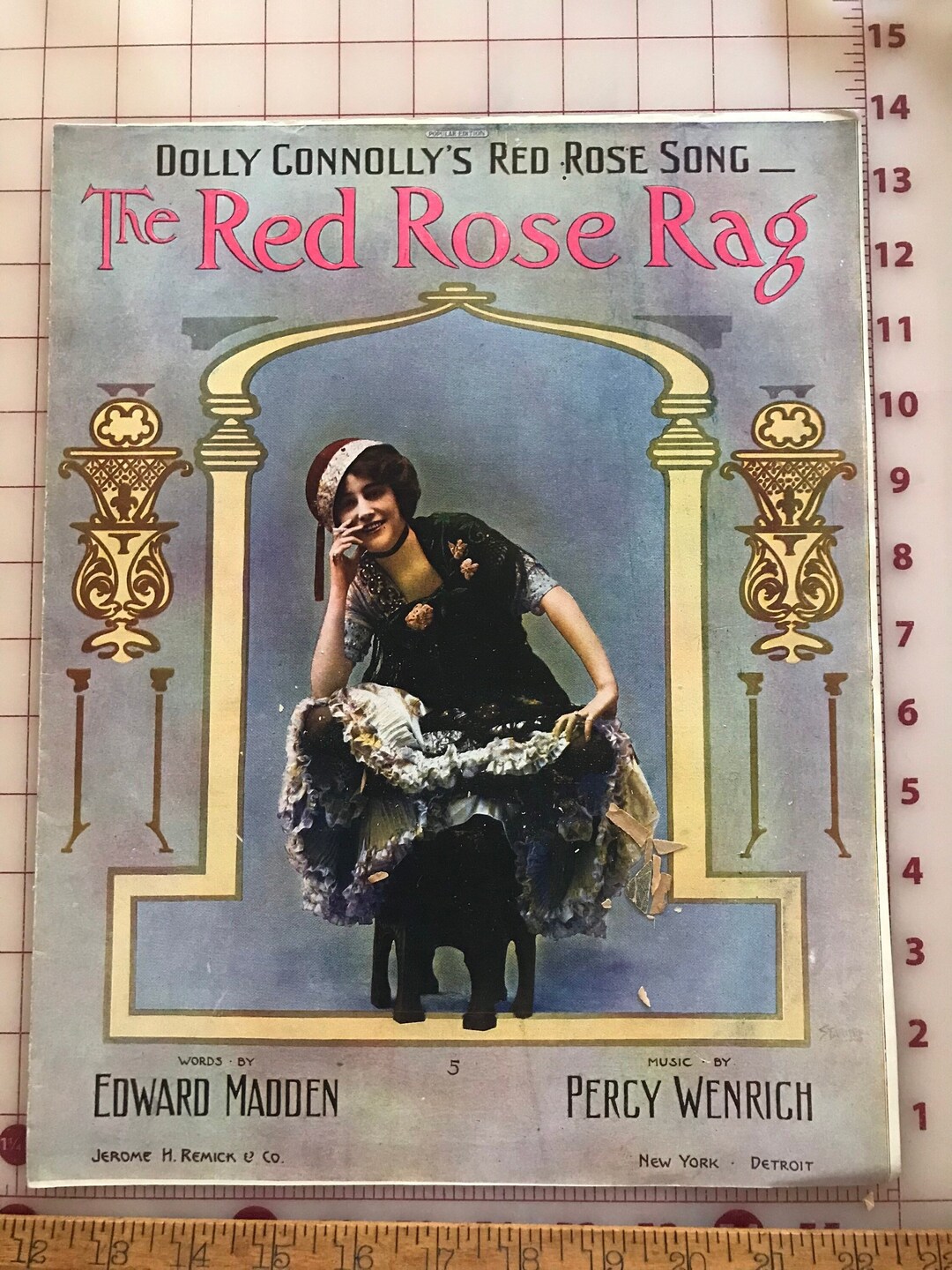Antique 1911 Sheet Music the Red Rose Rag - Etsy