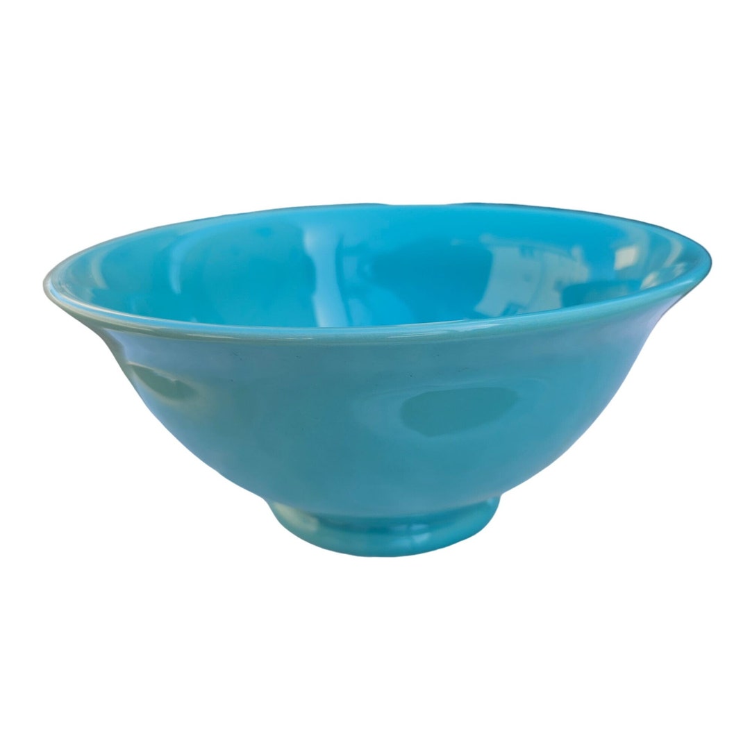 Vintage Turquoise Ceramic Footed Bowl: Portugal Art Deco, 1960s - Etsy