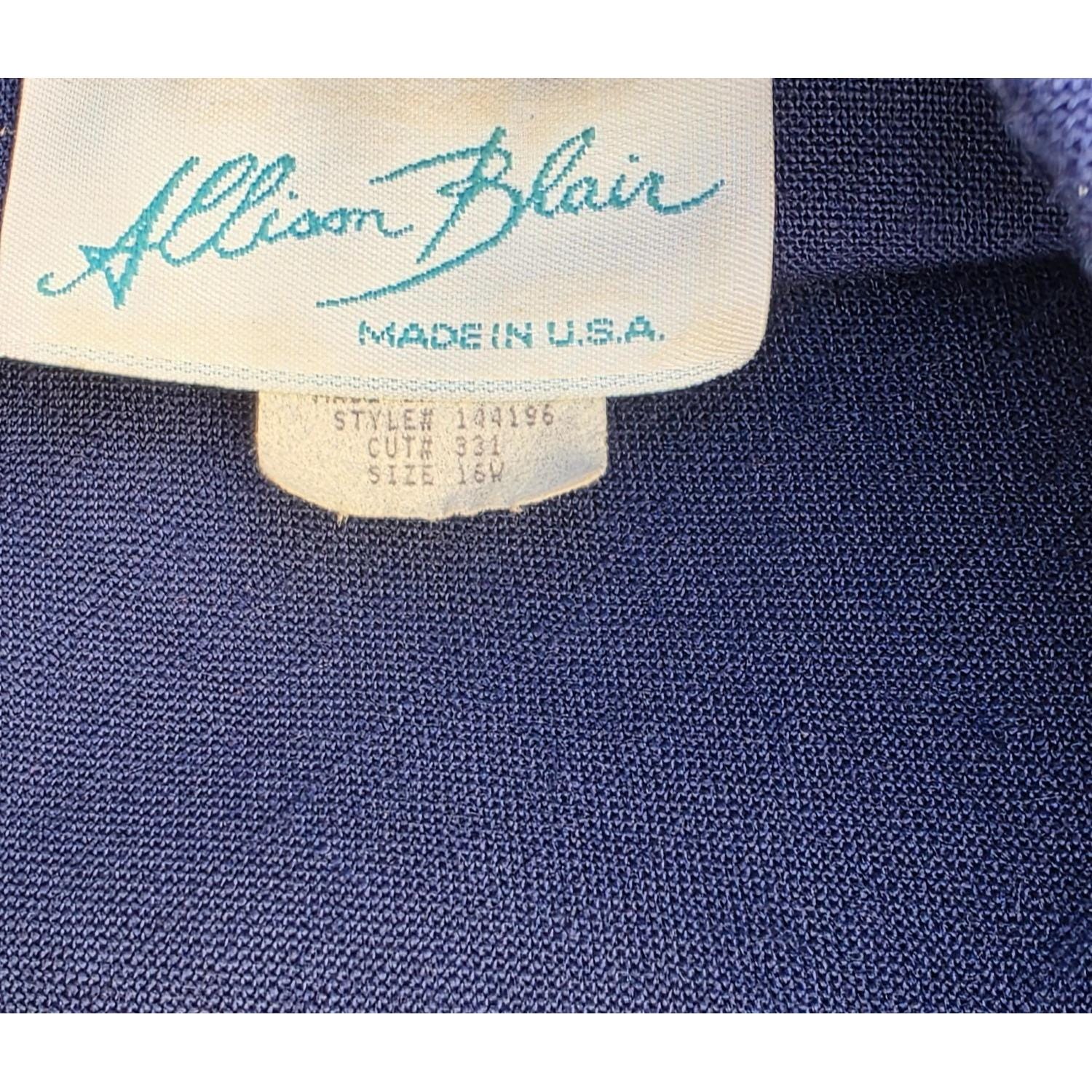 Vintage Allison Blair Navy Military Dress 16W Gold Trim Epaulets Double ...