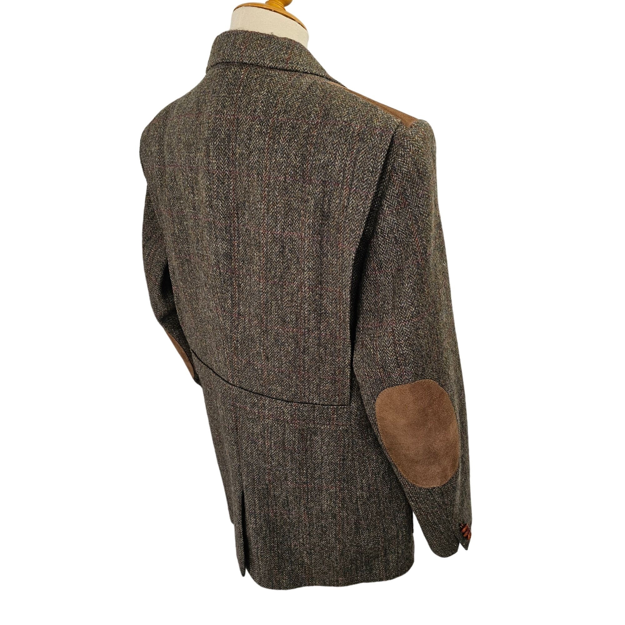 English 2 Btn Hacking Norfolk Sporting Jacket Mens 43L Brown Wool Tweed ...