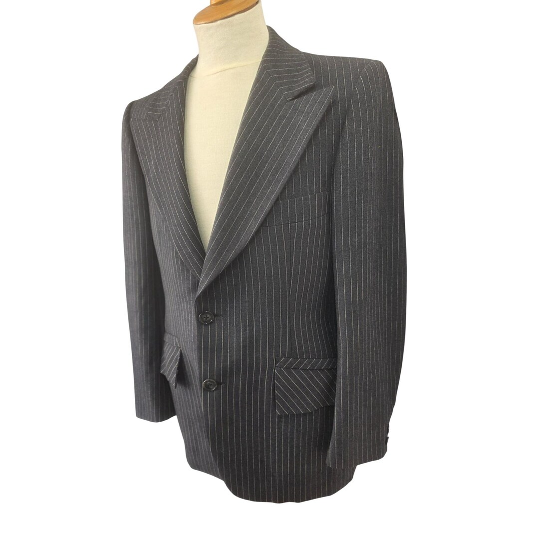 Vintage 80s Ernesto Bellini Gray Pinstripe Wool Blazer Sz 40R USA ...