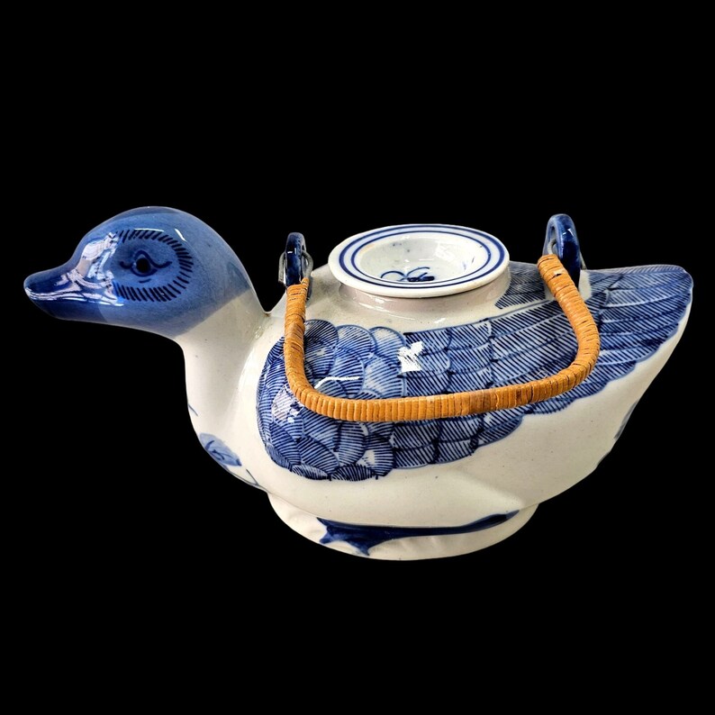 Ceramic Duck Tea Pot Blue and White Chinoiserie Style Hand Painted - Etsy