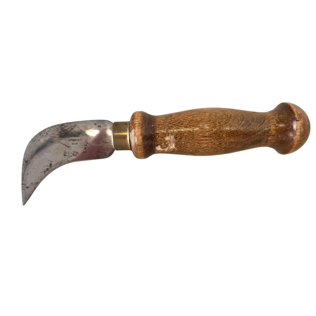 1890s–1920s Goodell Cobbler Leatherwork Tool Curved Skiving Knife Wood ...
