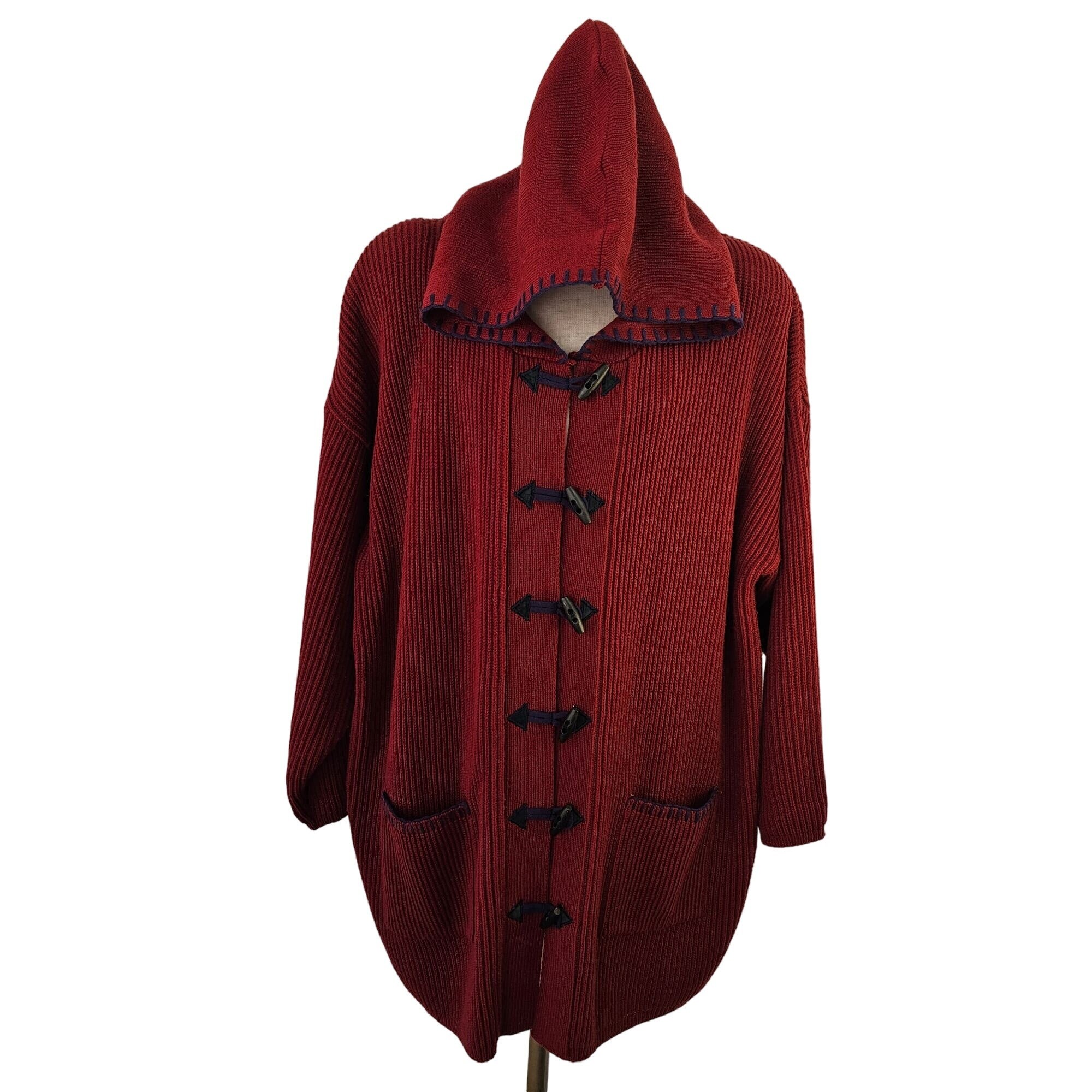 BIB SML Sport Hood Coat Sweater Womens 2X Blue Toggle Close Fuchsia ...