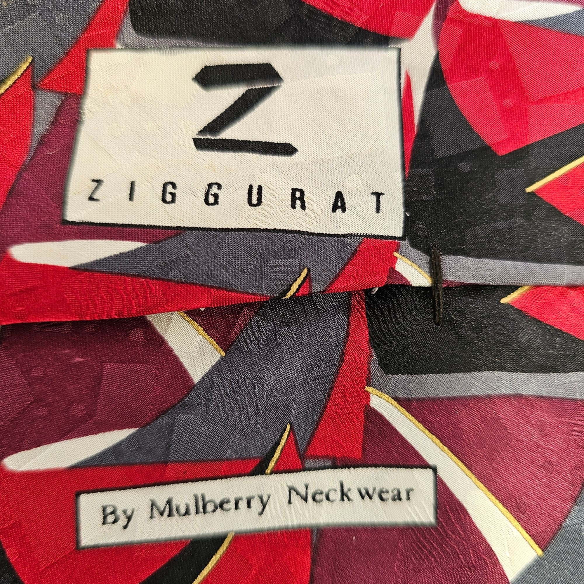 Ziggurat by Mulberry Silk Tie Red Eggplant Abstract Pattern 4" X 56 ...