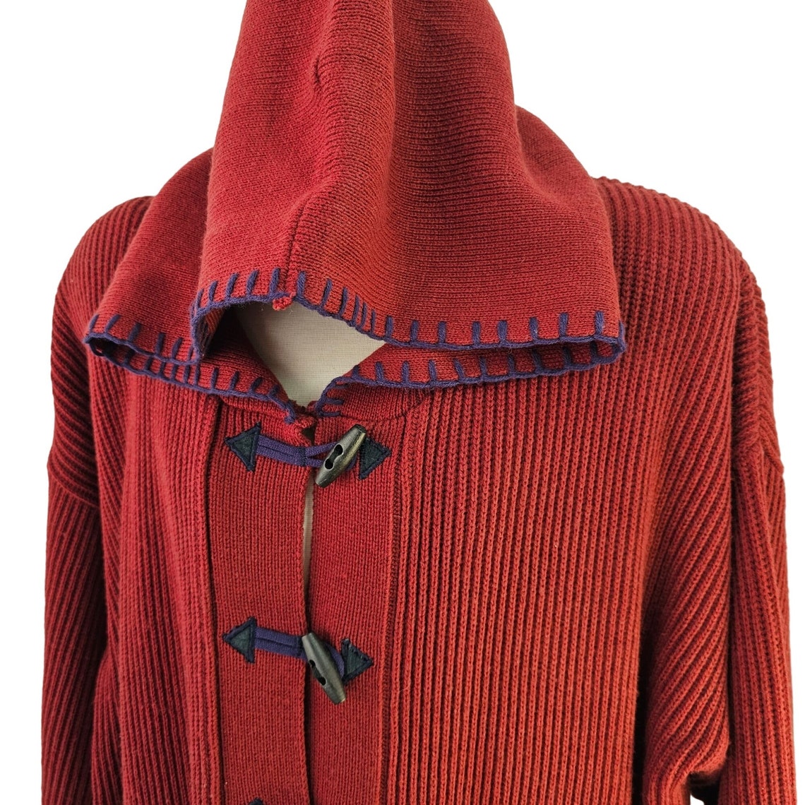 BIB SML Sport Hood Coat Sweater Womens 2X Blue Toggle Close Fuchsia ...