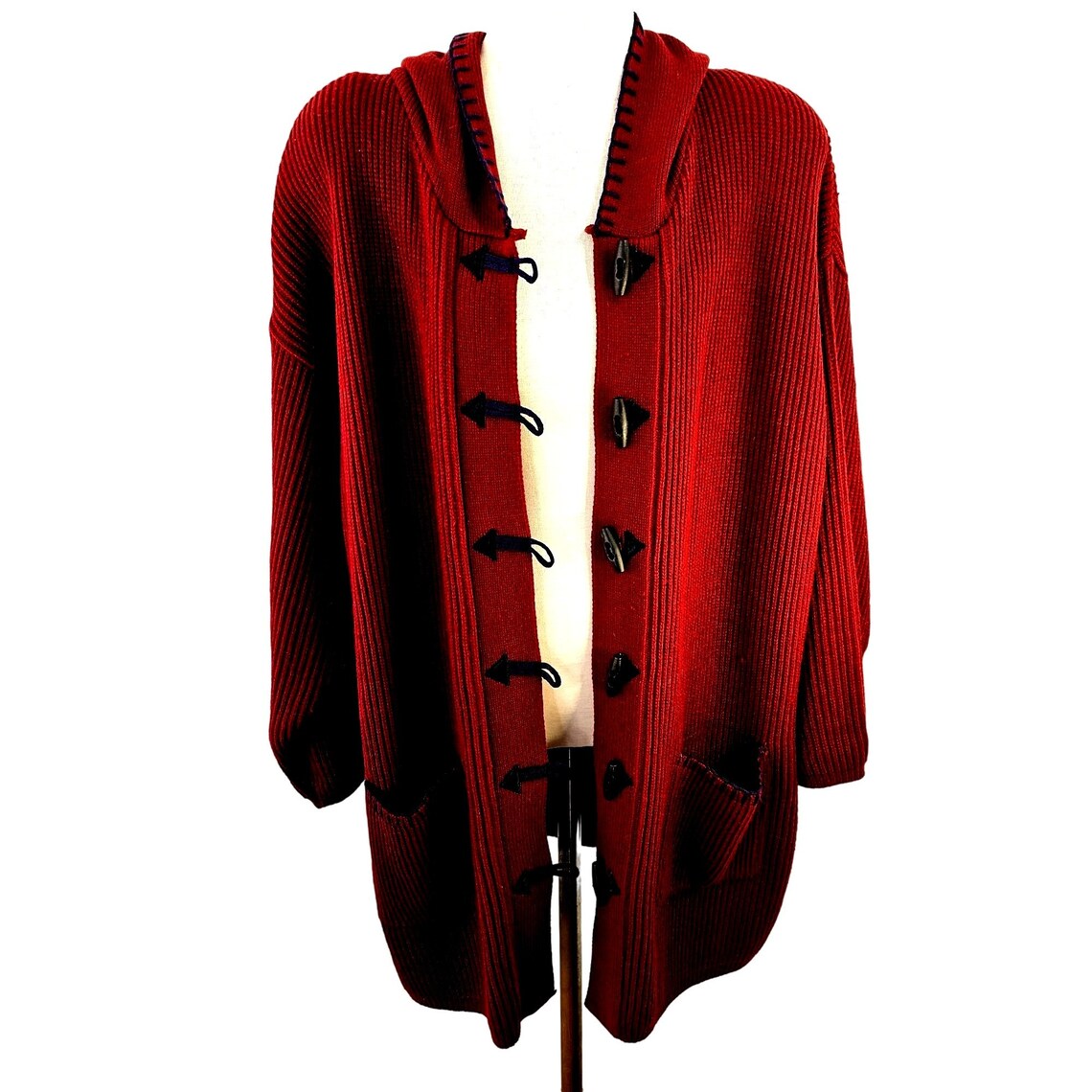 BIB SML Sport Hood Coat Sweater Womens 2X Blue Toggle Close Fuchsia ...