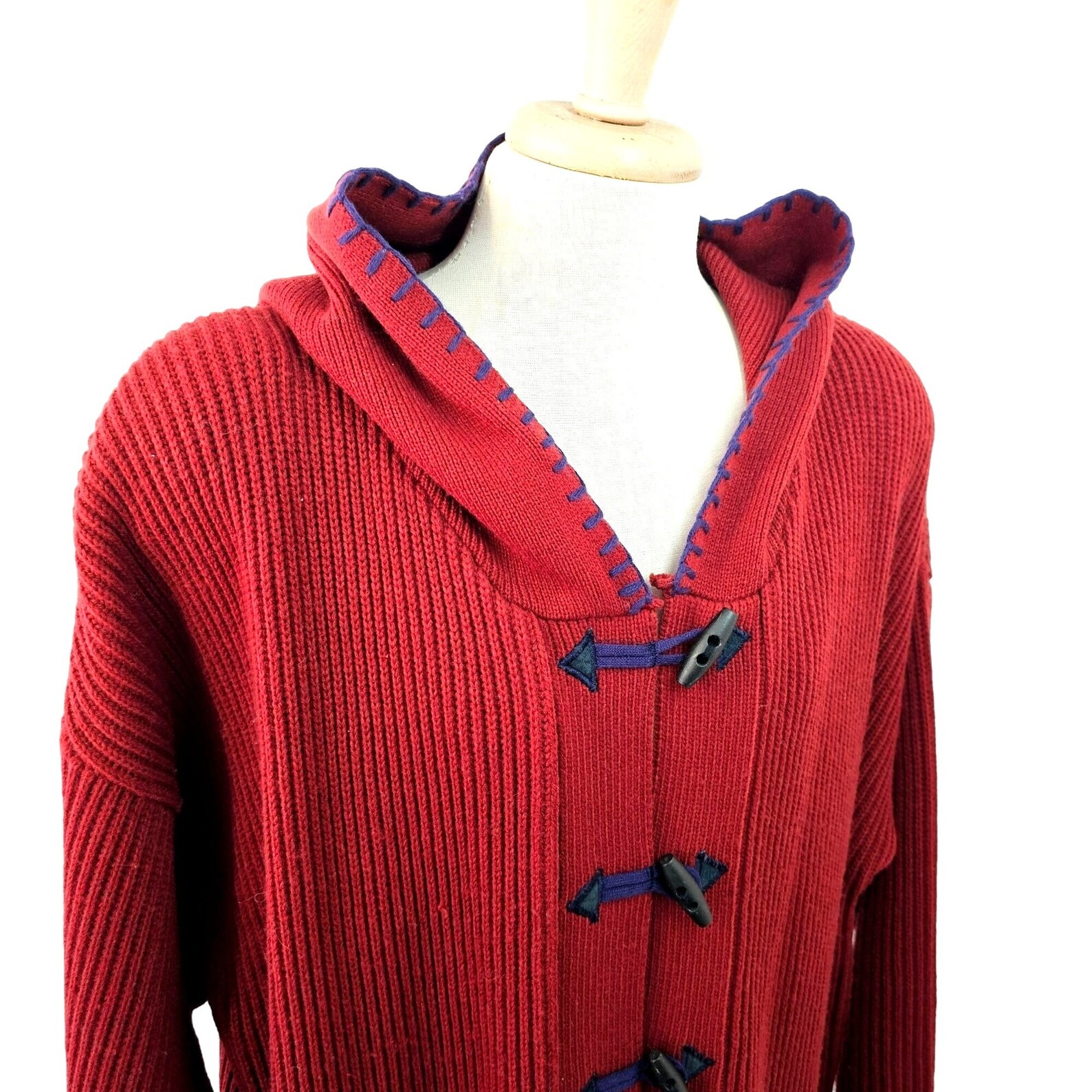 BIB SML Sport Hood Coat Sweater Womens 2X Blue Toggle Close Fuchsia ...