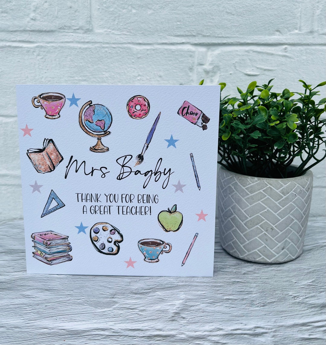 Personalised Teacher Thank You Card, Teaching Assistant Card, Teacher ...