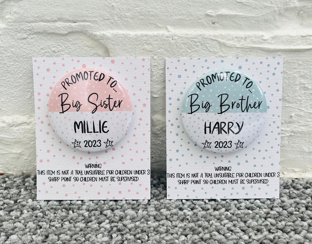 Personalised New Big Brother Badge, Personalised New Big Sister Badge ...