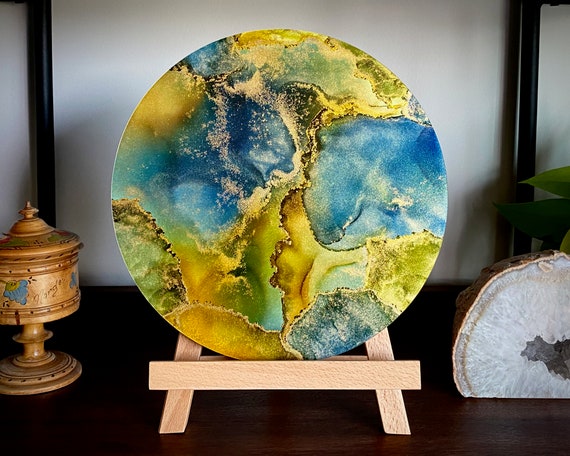 Art & Collectibles Alcohol Ink Cassini Fluid Art Original Circular ...