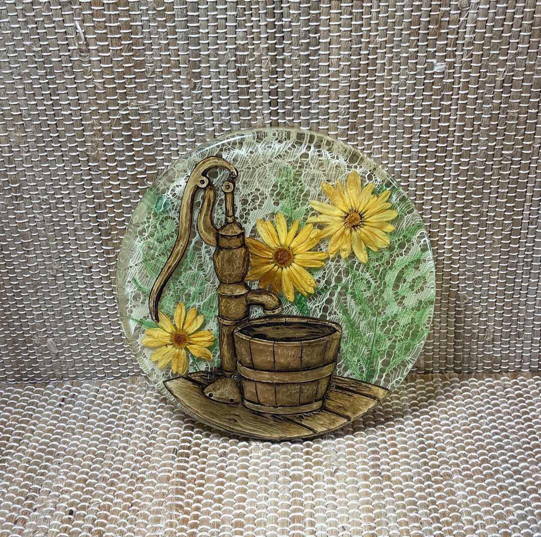 Vintage Flower & Lace Resin Trivet/vintage Trivets/vintage Kitchen ...