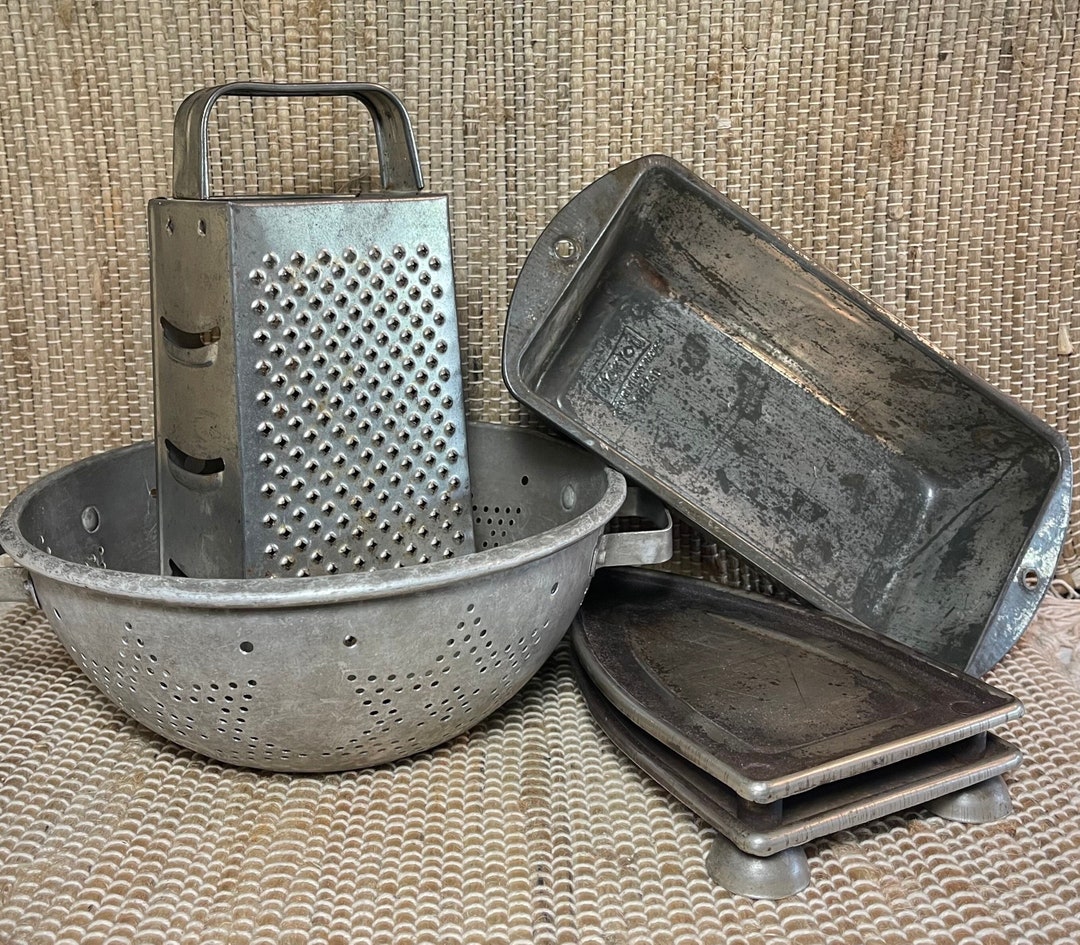 Lot of FOUR Old Vintage Silver Kitchen Decor Items/vintage Kitchen ...