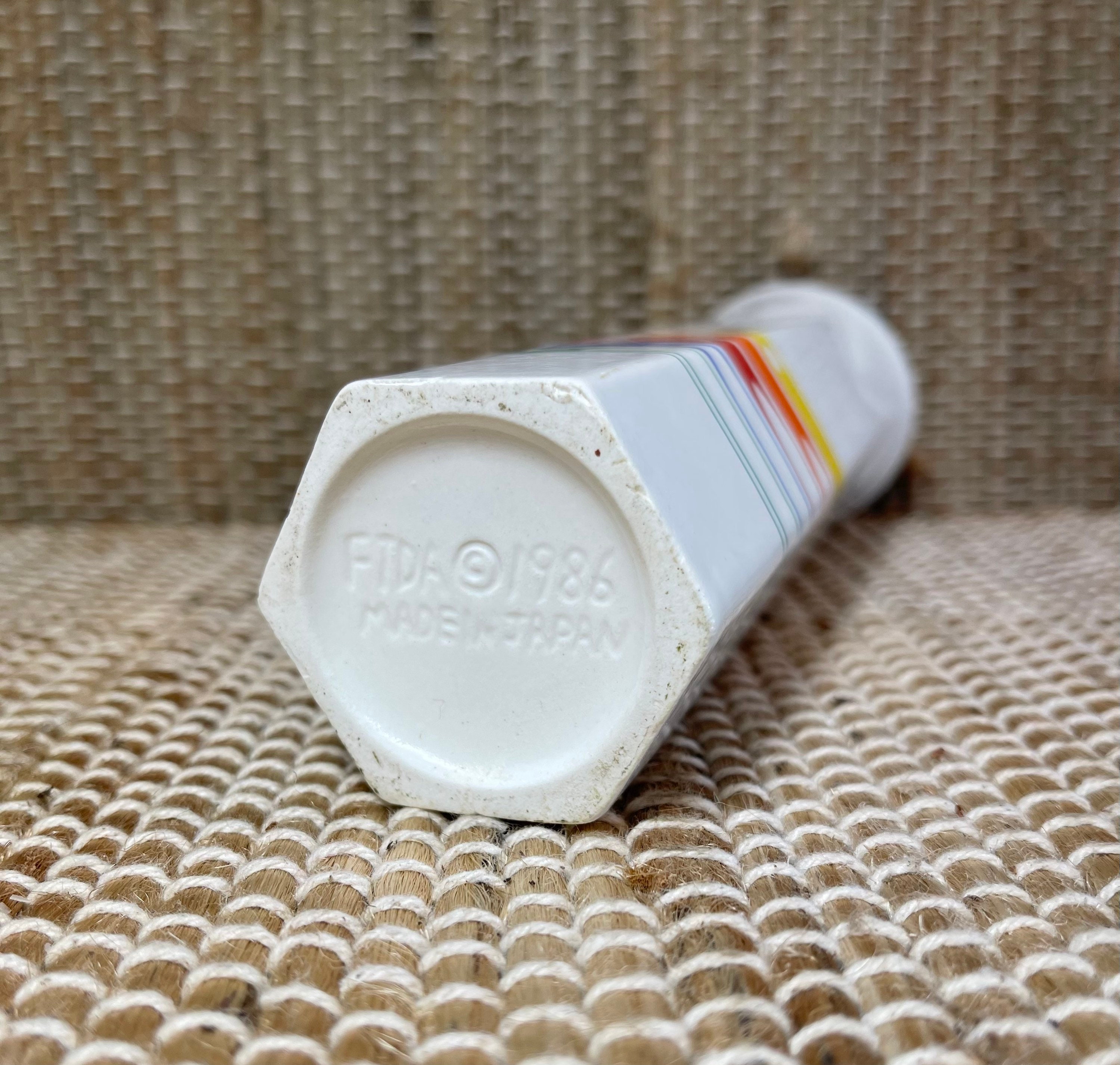 Vintage FTDA 1986 White Rainbow Vase/ftda Vase/vintage - Etsy