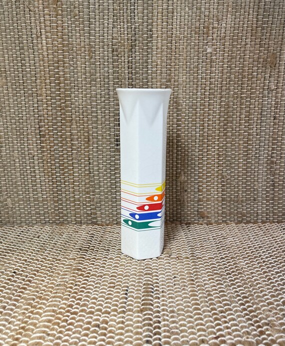 Vintage FTDA 1986 White Rainbow Vase/ftda Vase/vintage - Etsy